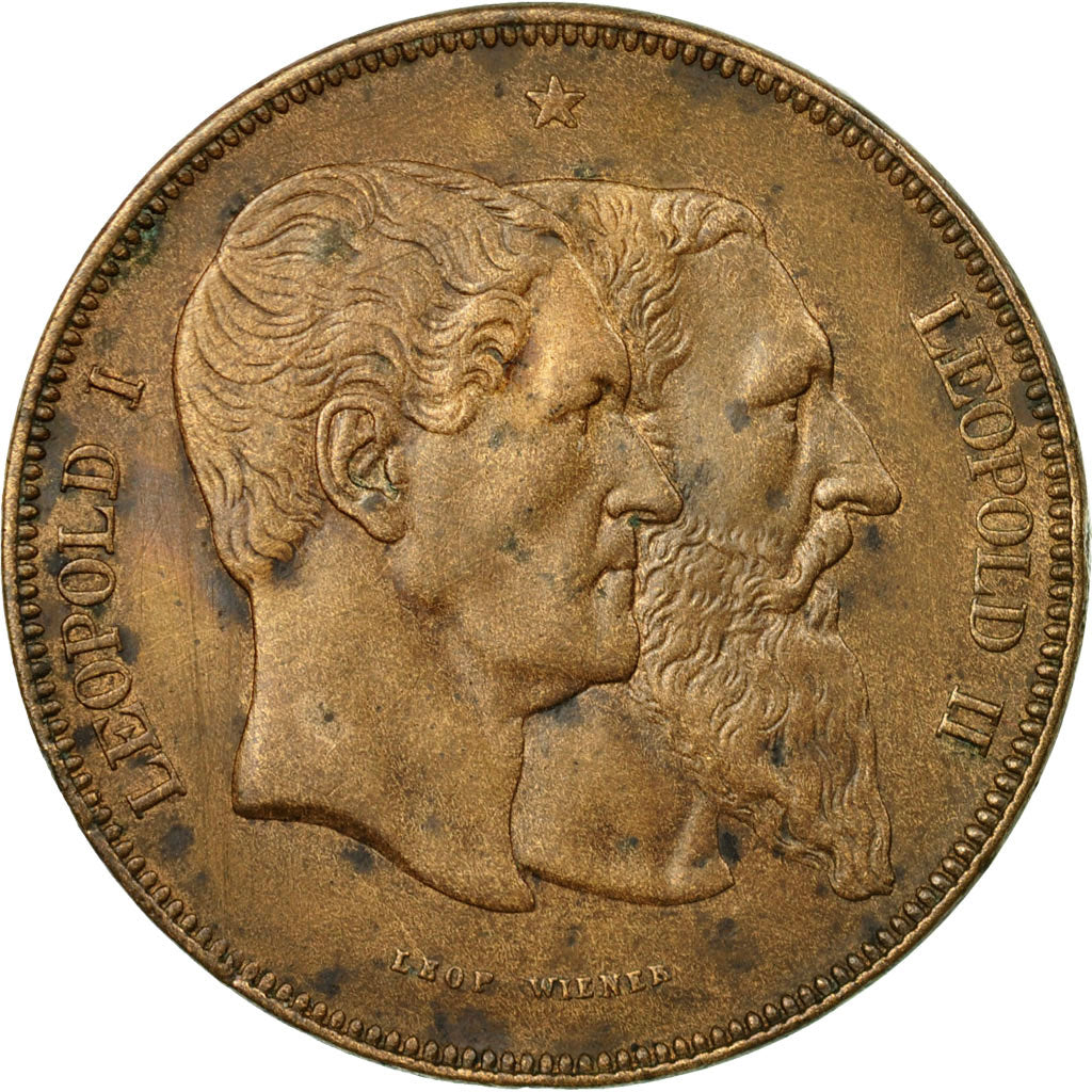 Coin Belgium Leopold II 50 ans de l'Indépendance 5 Francs 1880 Brussels ...