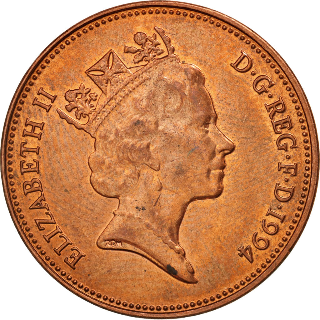 Coin Great Britain Elizabeth II 2 Pence 1994 MS(60-62) Copper Plated ...