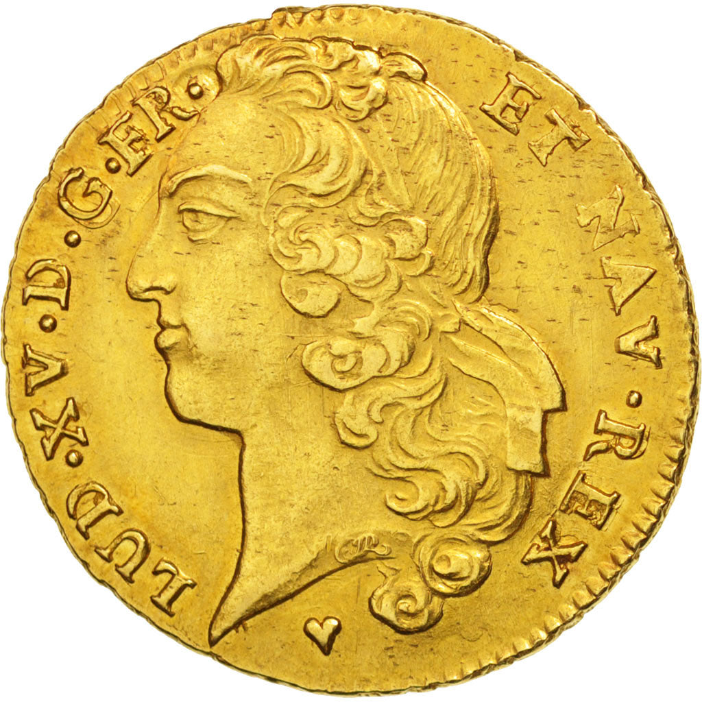 Coin France Louis XV Double louis d'or au bandeau 2 Louis D'or 1748 ...