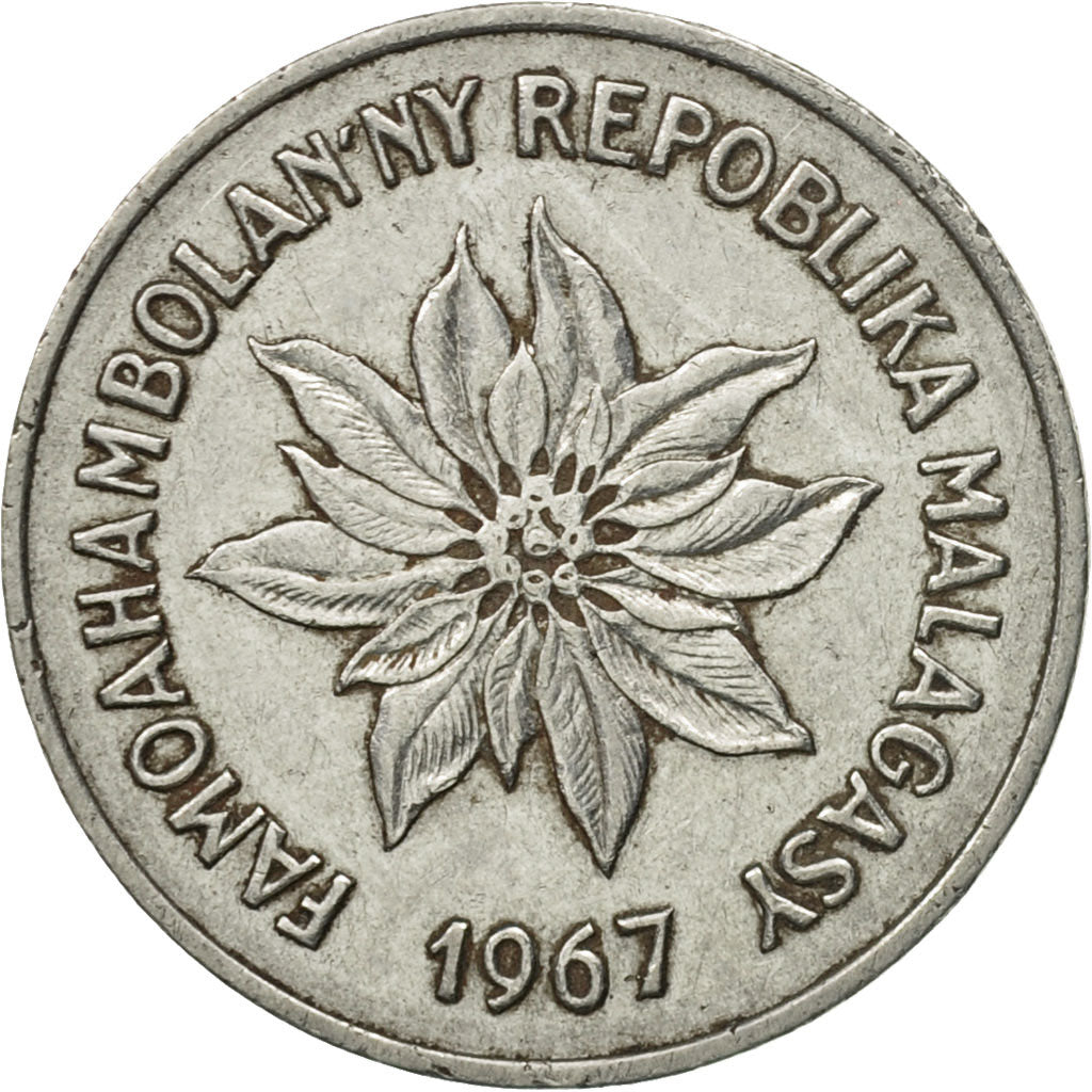 Coin Madagascar 5 Francs Ariary 1967 Paris EF(40-45) Stainless Steel ...