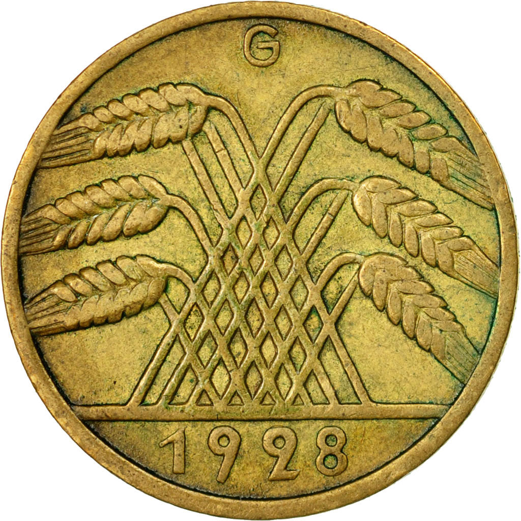 Coin GERMANY WEIMAR REPUBLIC 10 Reichspfennig 1928 Karlsruhe EF(40-45 ...