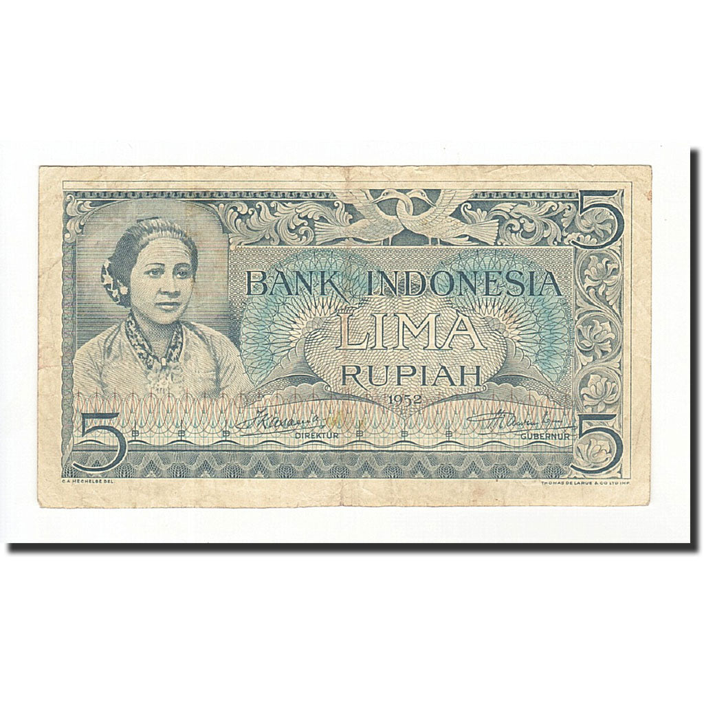 Banknote Indonesia 5 Rupiah Undated (1952) KM:42 EF(40-45 ...