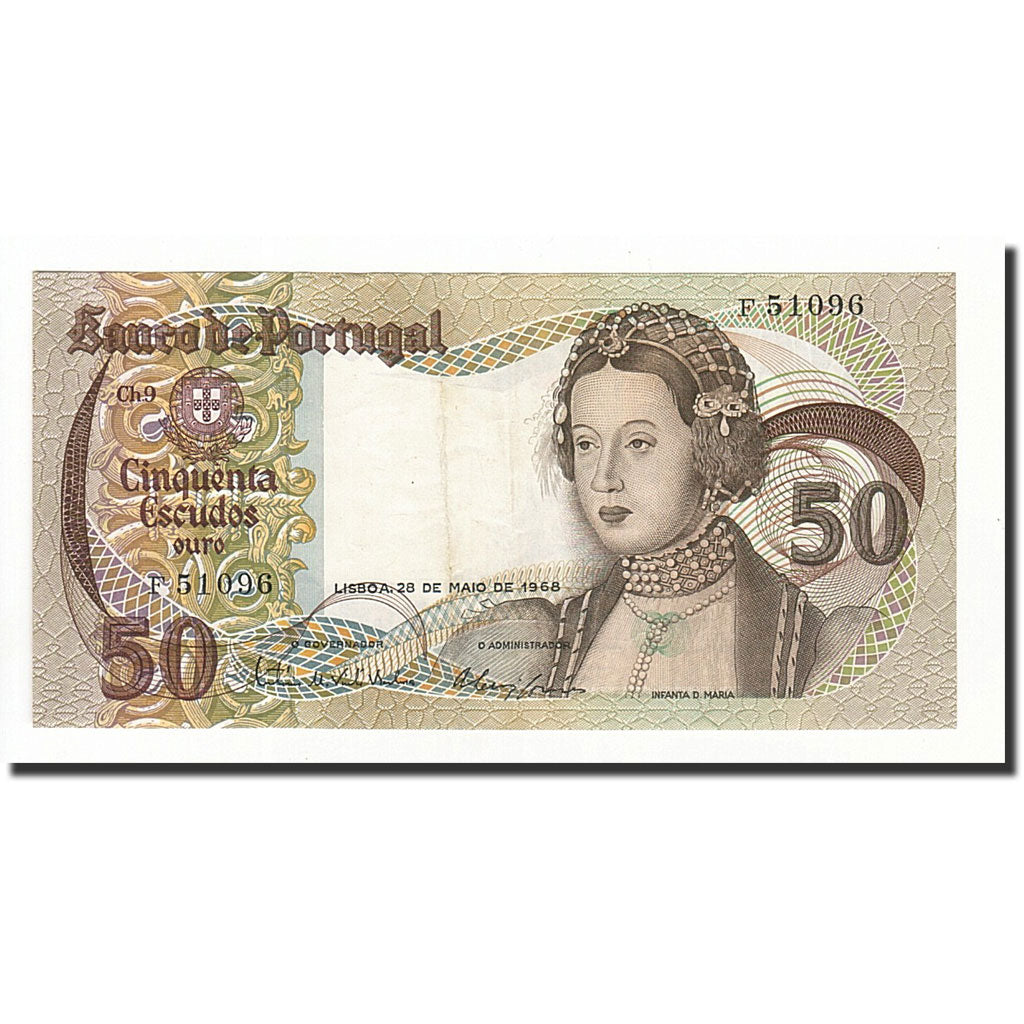 Banknote Portugal 50 Escudos 1968 1968-05-28 KM:174a AU(55-58 ...