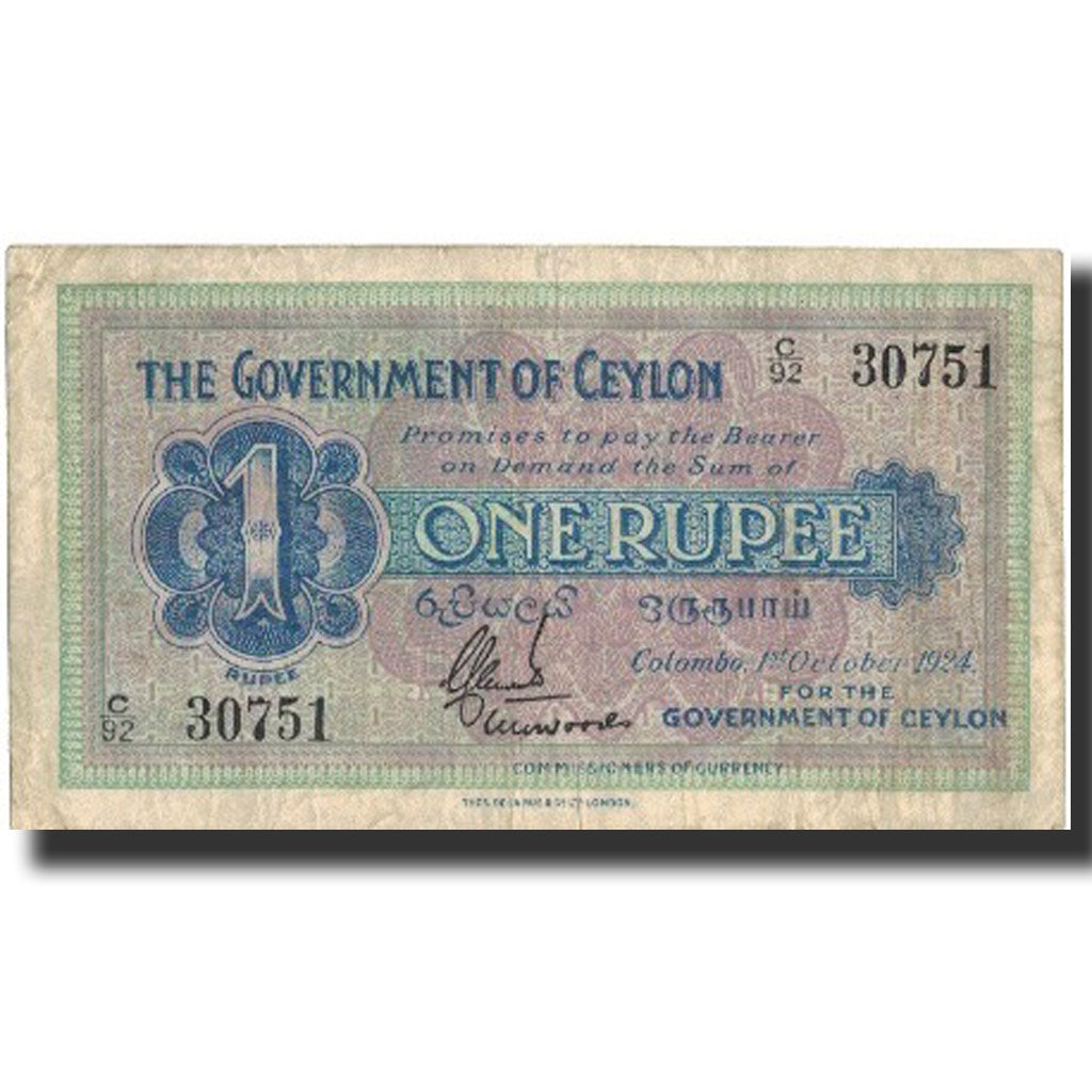 Banknote Ceylon 1 Rupee 1924 1924-10-01 KM:16a EF(40-45) – Numiscorner.com