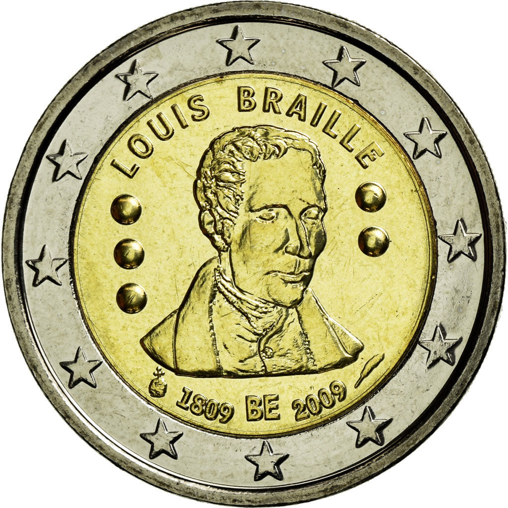 Belgium 2 Euro Louis Braille 200th Anniversary of Birth 2009 AU(55-58 ...