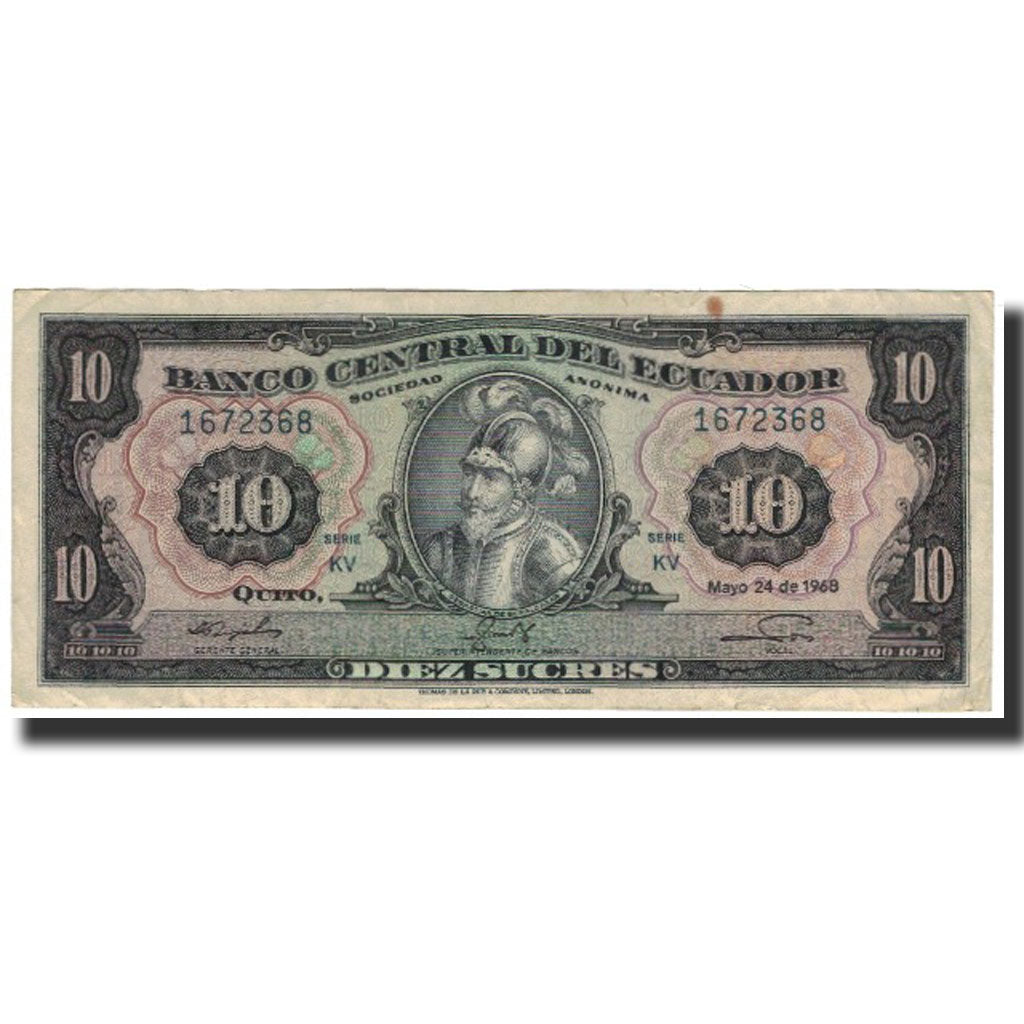 Billet Équateur 10 Sucres 1968-05-24 KM:114a TB – Numiscorner.com