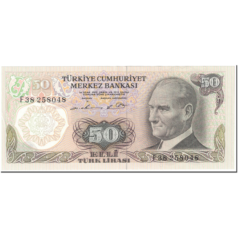 Banknote Turkey 50 Lira 1976-87 Undated(1976-87) KM:188 UNC(63 ...