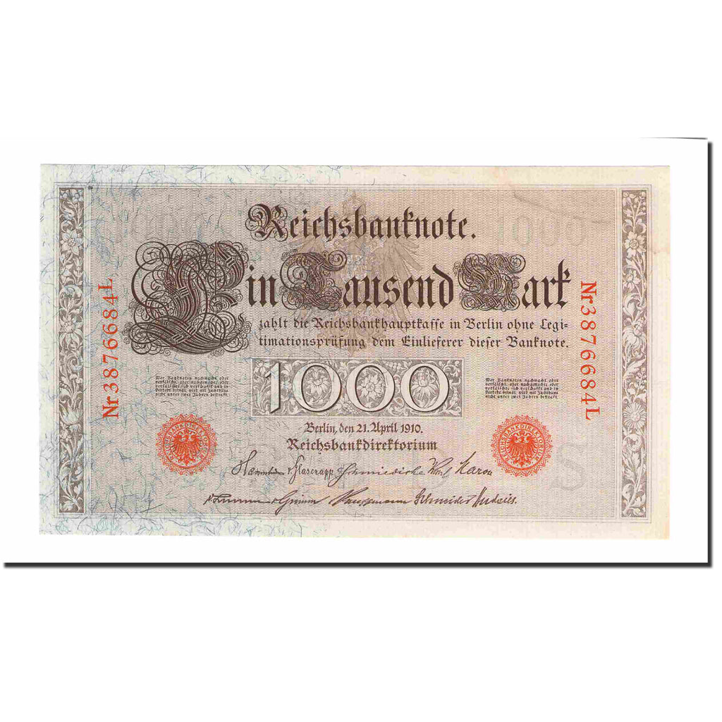 Banknote Germany 1000 Mark 1910 1910-04-21 KM:44b UNC(63) – Numiscorner.com