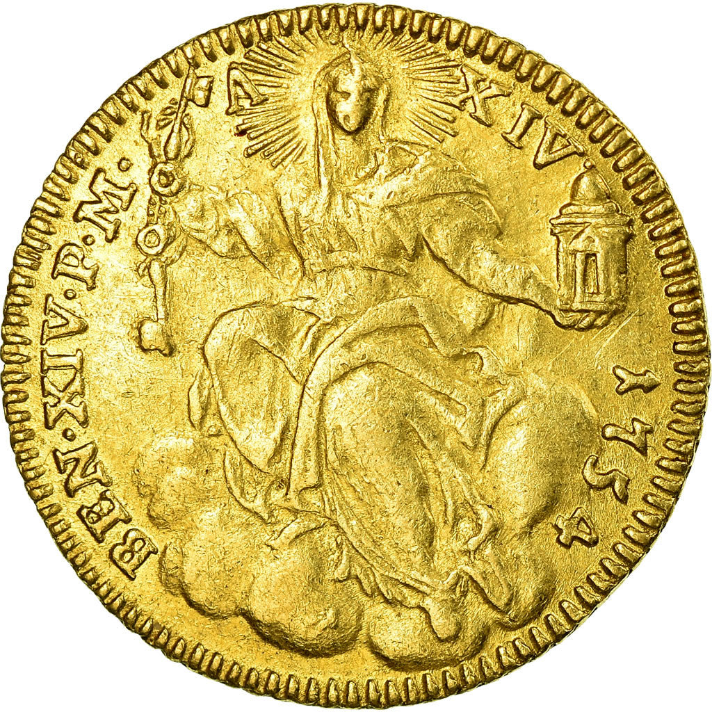 Coin ITALIAN STATES PAPAL STATES Benedict XIV Zecchino 1754 Roma ...