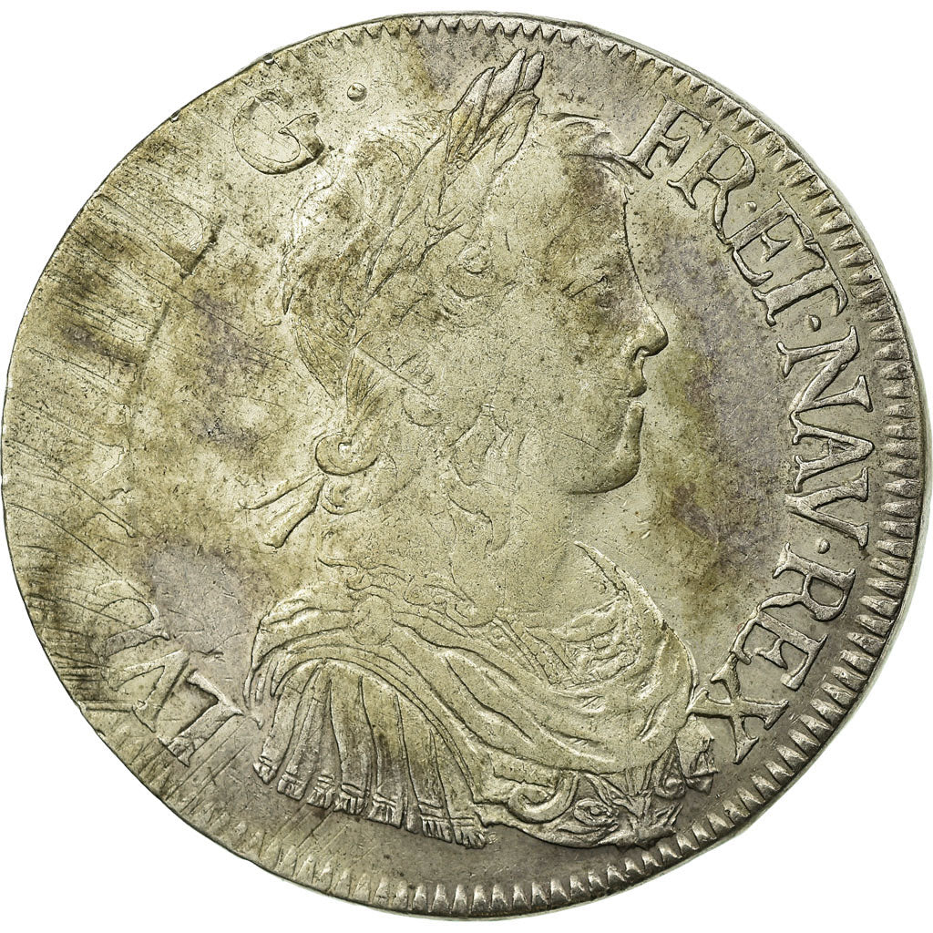 France Louis XIV Écu à la mèche longue 1648 La Rochelle Silver ...