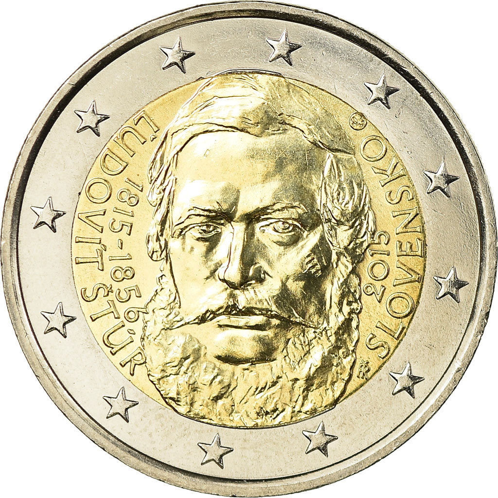 Slovakia 2 Euro Ludovit Stur 2015 AU(55-58) Bi-Metallic KM:New ...