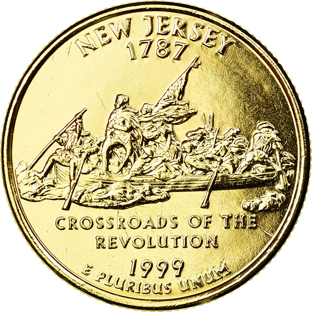 Coin United States New Jersey Quarter 1999 U.S. Mint Denver gold-plated ...