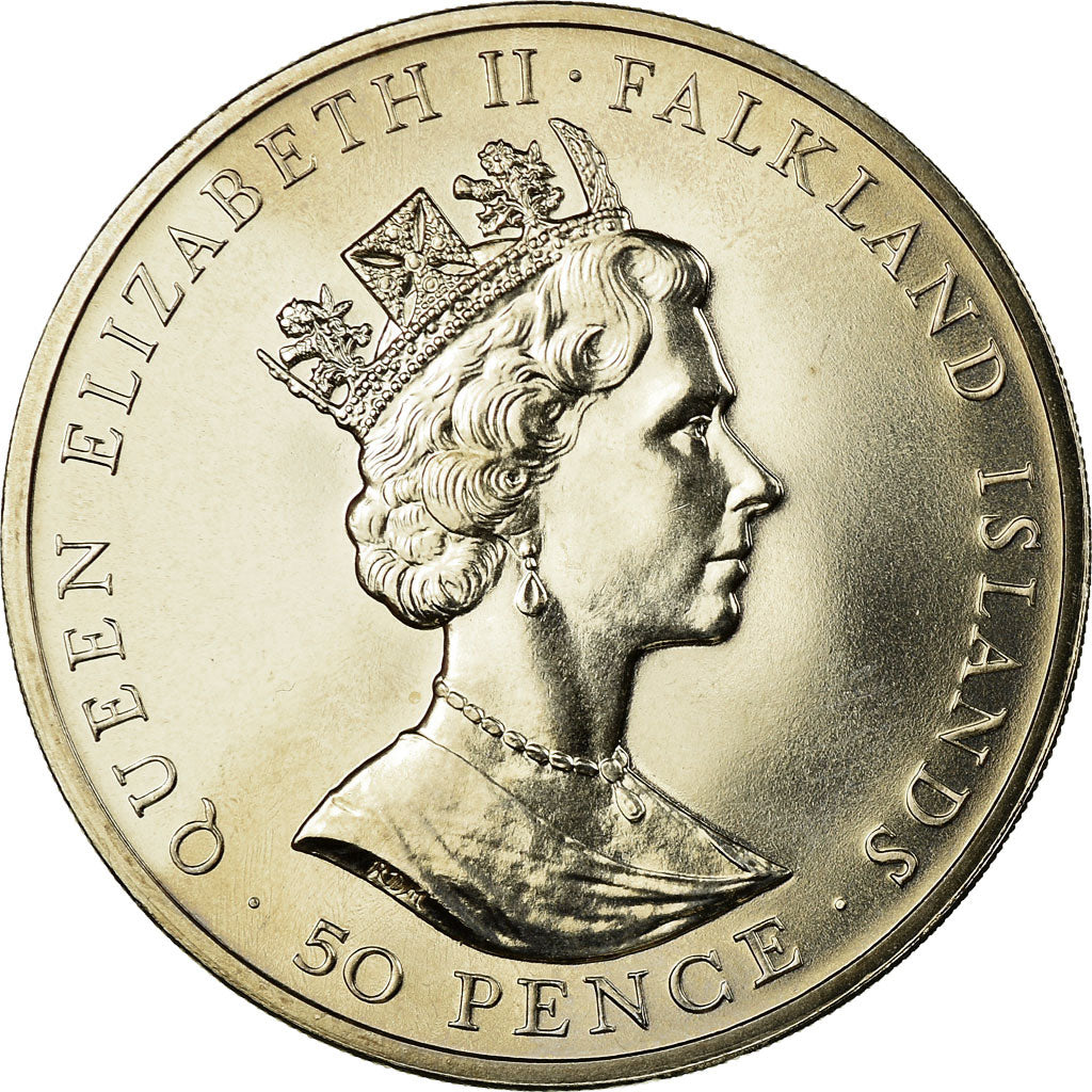 Coin Falkland Islands Elizabeth II 50 Pence 1998 MS(63) Copper-nickel ...