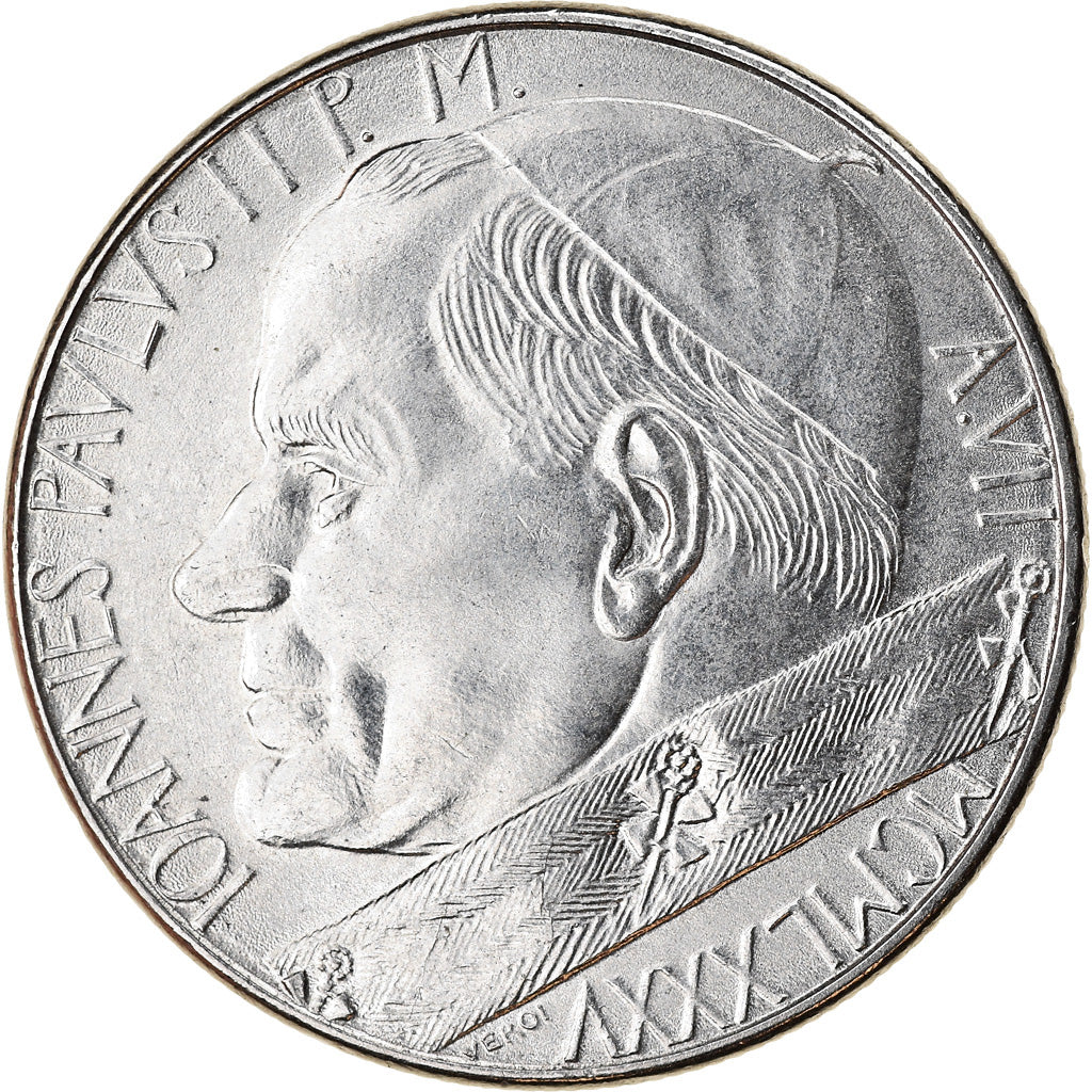 Coin VATICAN CITY John Paul II 50 Lire 1985 MS(65-70) Stainless Steel ...