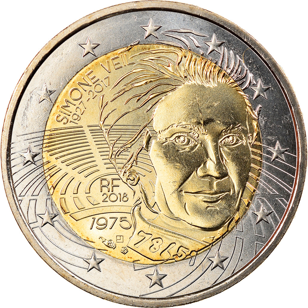 France 2 Euro Simone Veil 2018 Paris SPL Bi-Metallic KM:New ...