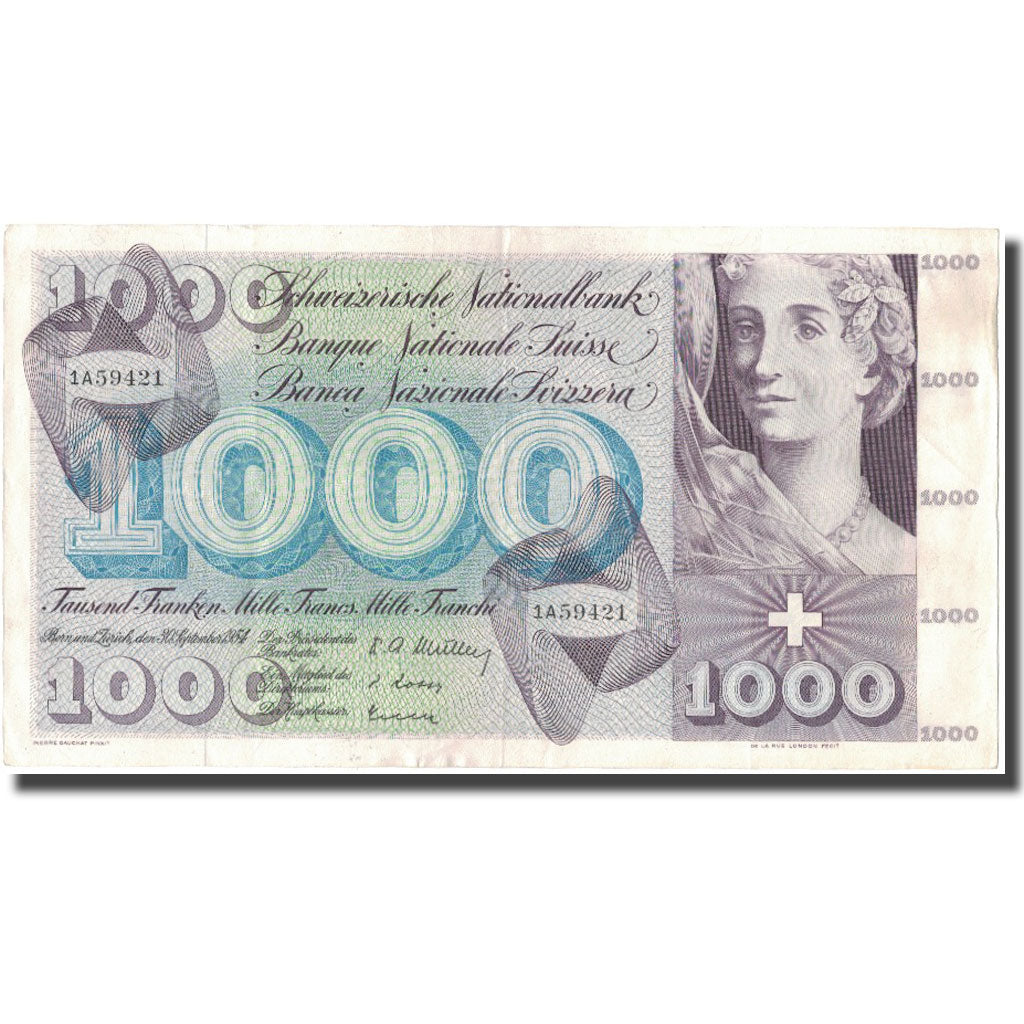 Banknote Switzerland 1000 Franken 1954 1954-09-30 KM:52a EF(40-45 ...