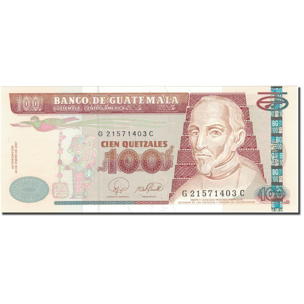Billete 100 Quetzales 2007 Guatemala 2007-01-24 KM:114b UNC ...