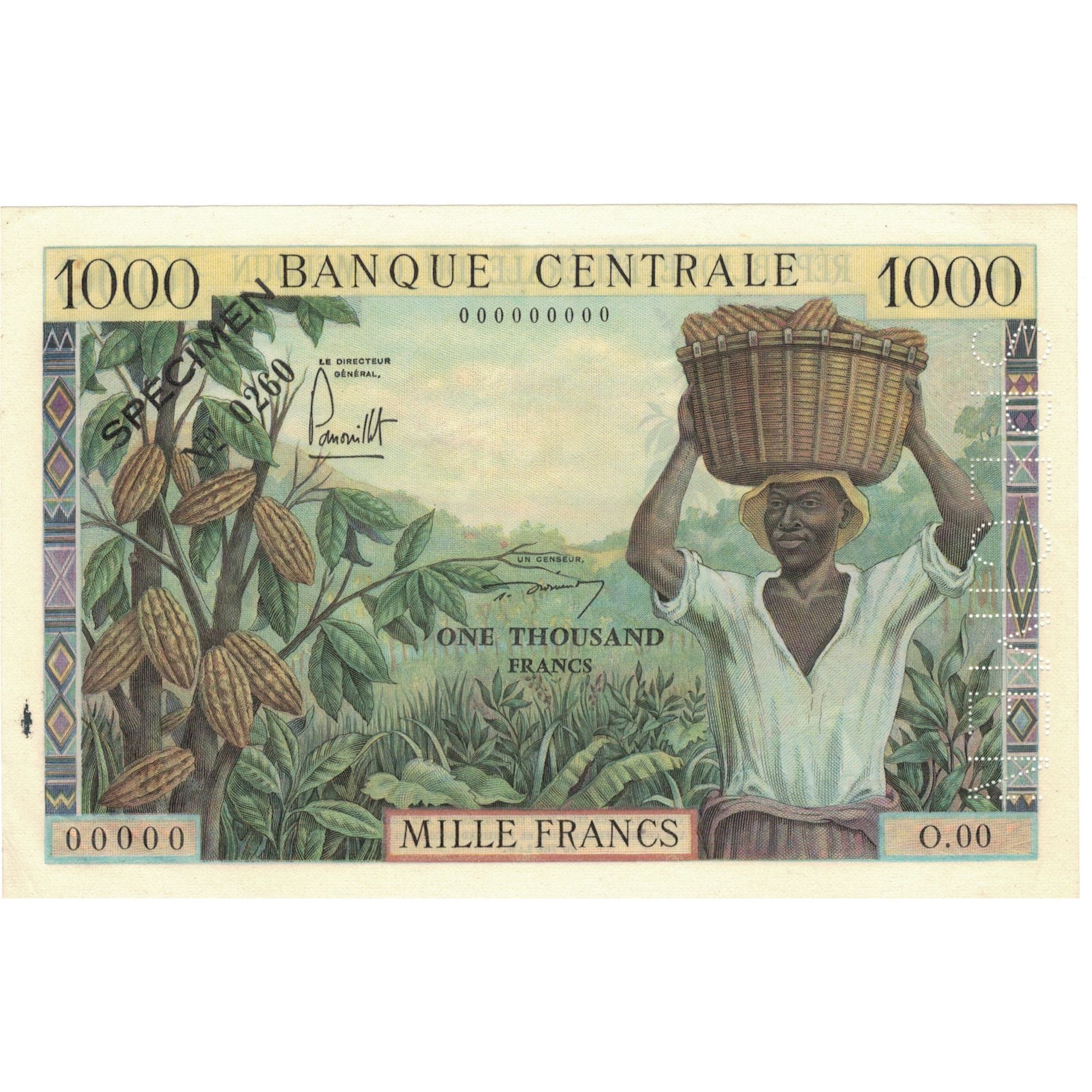 Banknote Cameroon 1000 Francs Specimen KM:7 UNC(63) – Numiscorner.com