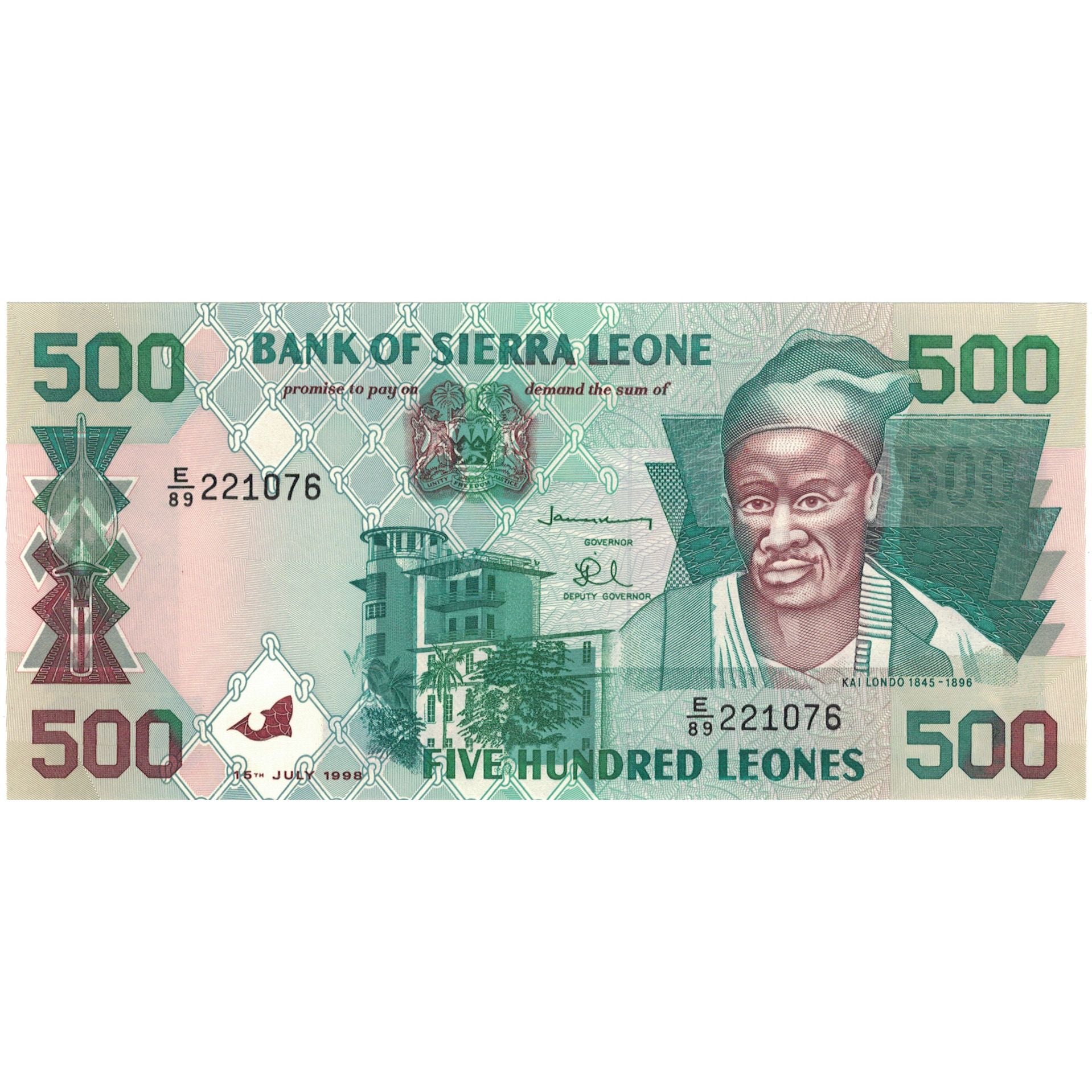 Banknote Sierra Leone 500 Leones 1995 1995-04-27 UNC(65-70 ...