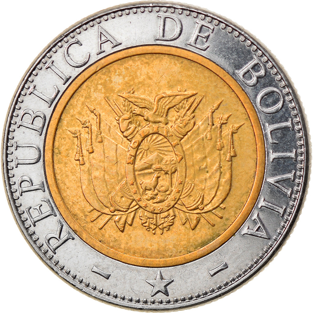 Moneta Bolivia 5 Bolivianos 2001 BB Bi-metallico KM:212 – Numiscorner.com