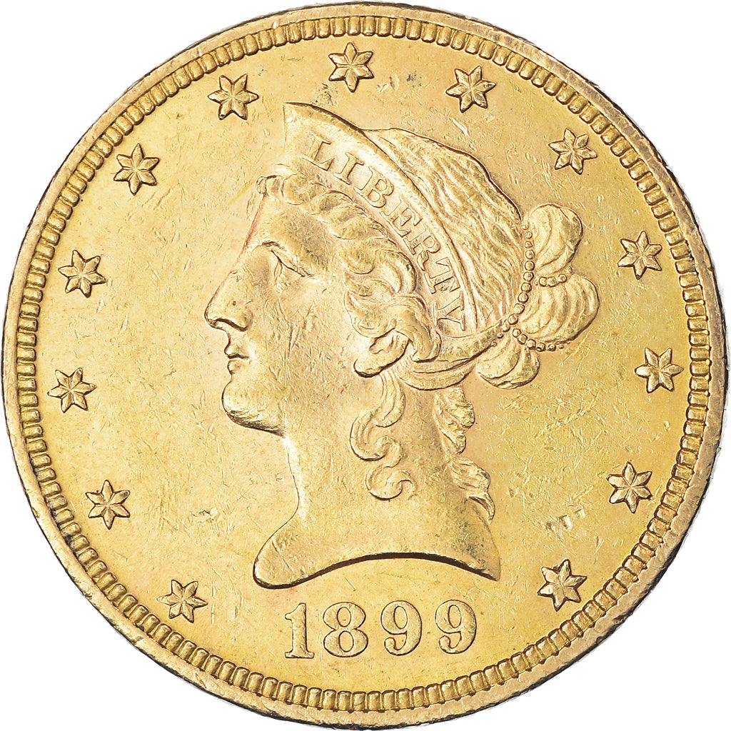 Moeda Estados Unidos da América Coronet Head $10 Eagle 1899 U.S. Mint ...