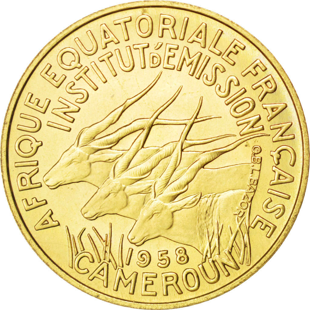 Monnaie Cameroun 10 Francs 1958 Paris SPL Aluminum-Bronze KM:E8 ...