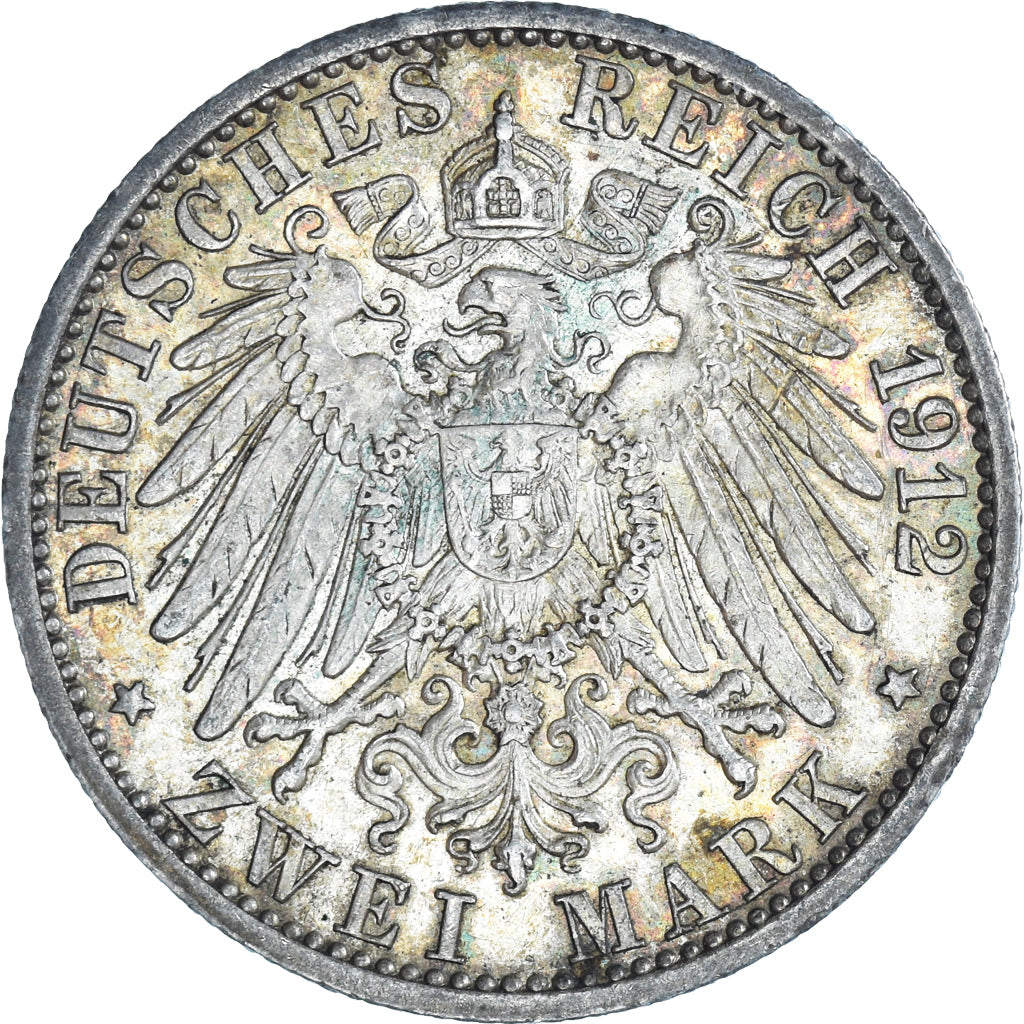 Coin German States PRUSSIA Wilhelm II 2 Mark 1912 Berlin AU(55-58 ...