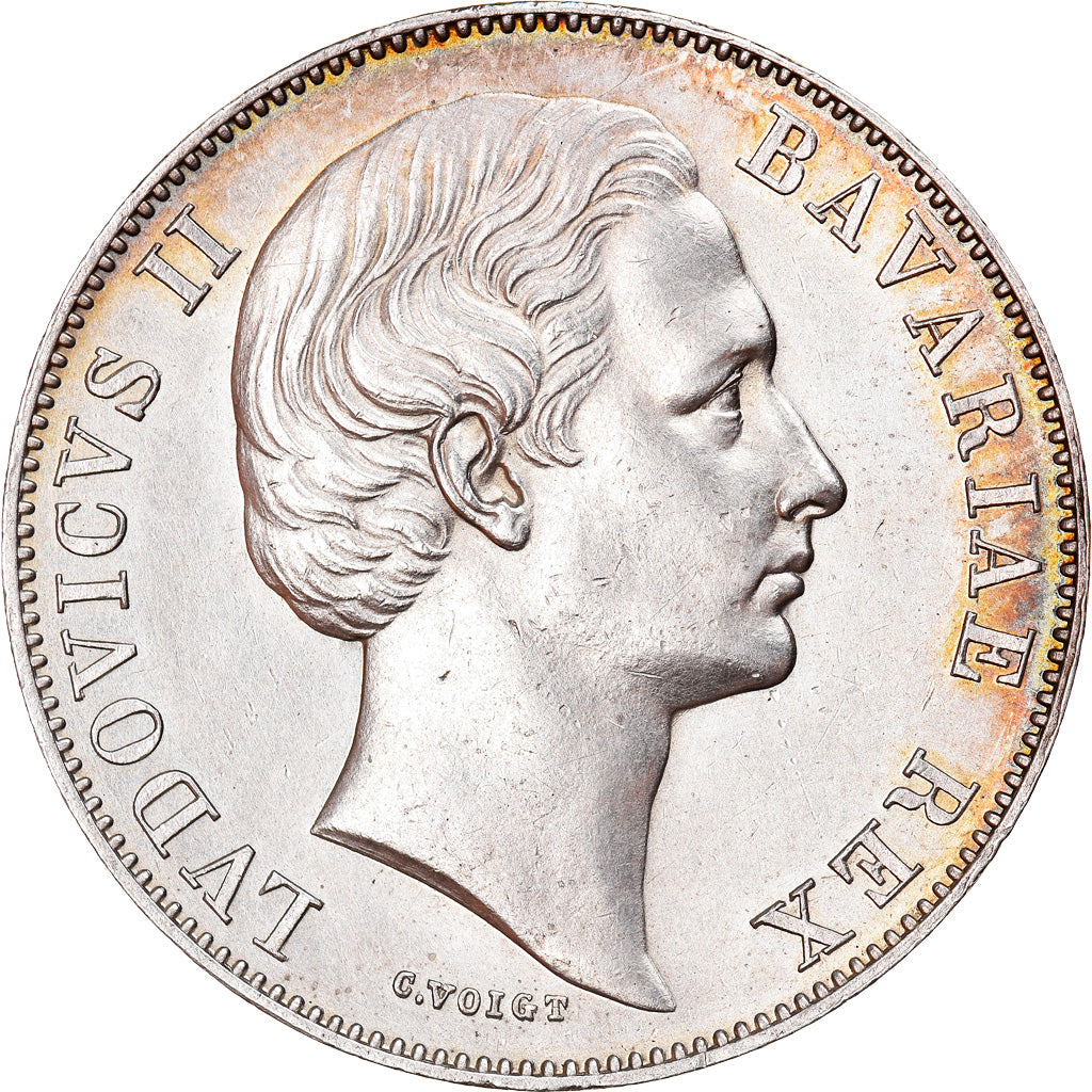 Coin German States BAVARIA Ludwig II Thaler 1866 Berlin MS(60-62 ...