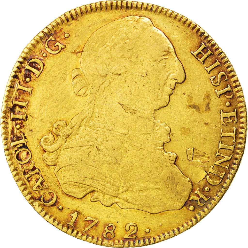 Coin Bolivia Charles III 8 Escudos 1782 Potosi VF(20-25) Gold KM:59 ...