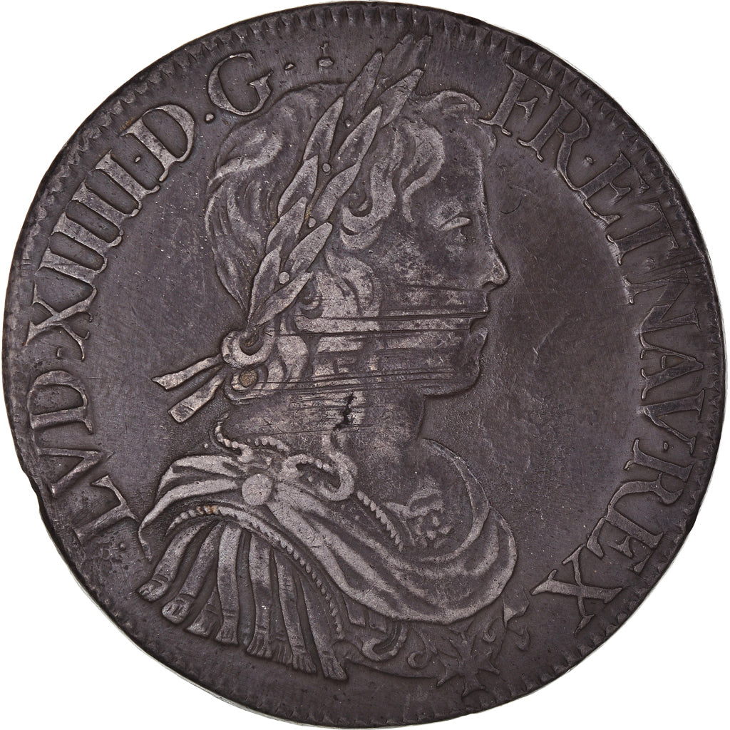 Coin France Louis XIV Écu à la mèche longue Ecu 1653 Amiens EF(40-45 ...