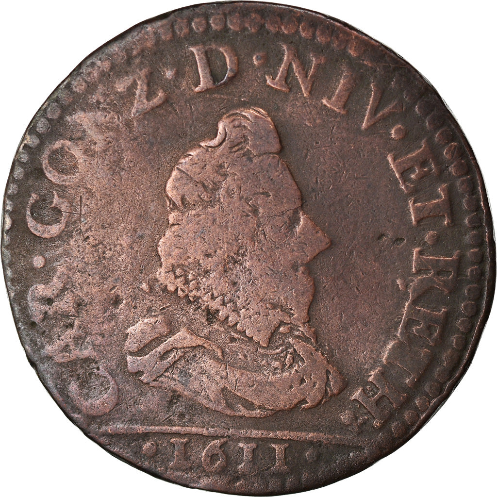 Coin FRENCH STATES NEVERS & RETHEL Charles de Gonzague 2 Liard 1611 ...