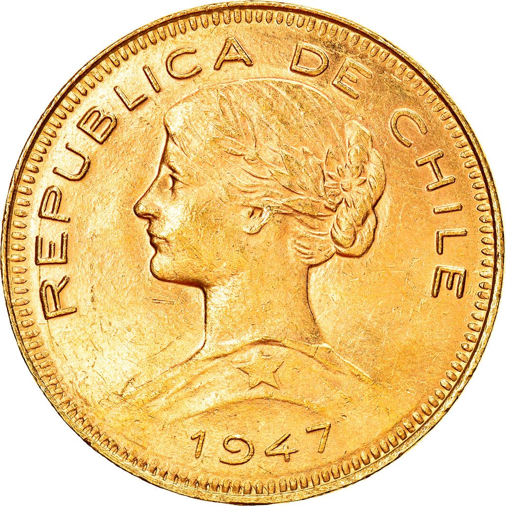 Moneda Chile 100 Pesos 1947 Santiago EBC+ Oro KM:175 – Numiscorner.com
