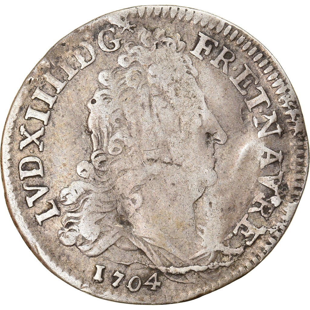Coin France Louis XIV 10 Sols aux insignes 1704 Paris VF(20-25) Silver ...