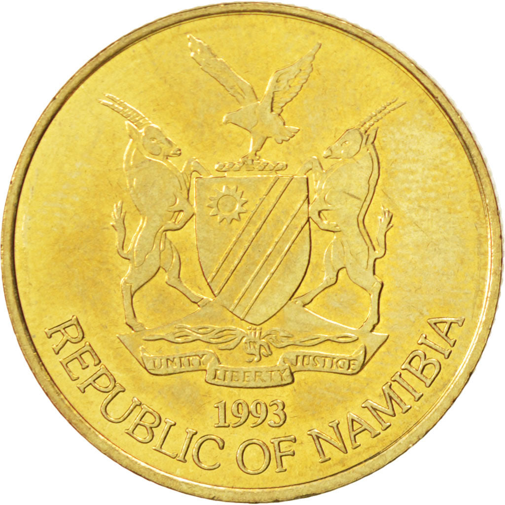 Coin Namibia 5 Dollars 1993 MS(63) Brass KM:5 – Numiscorner.com