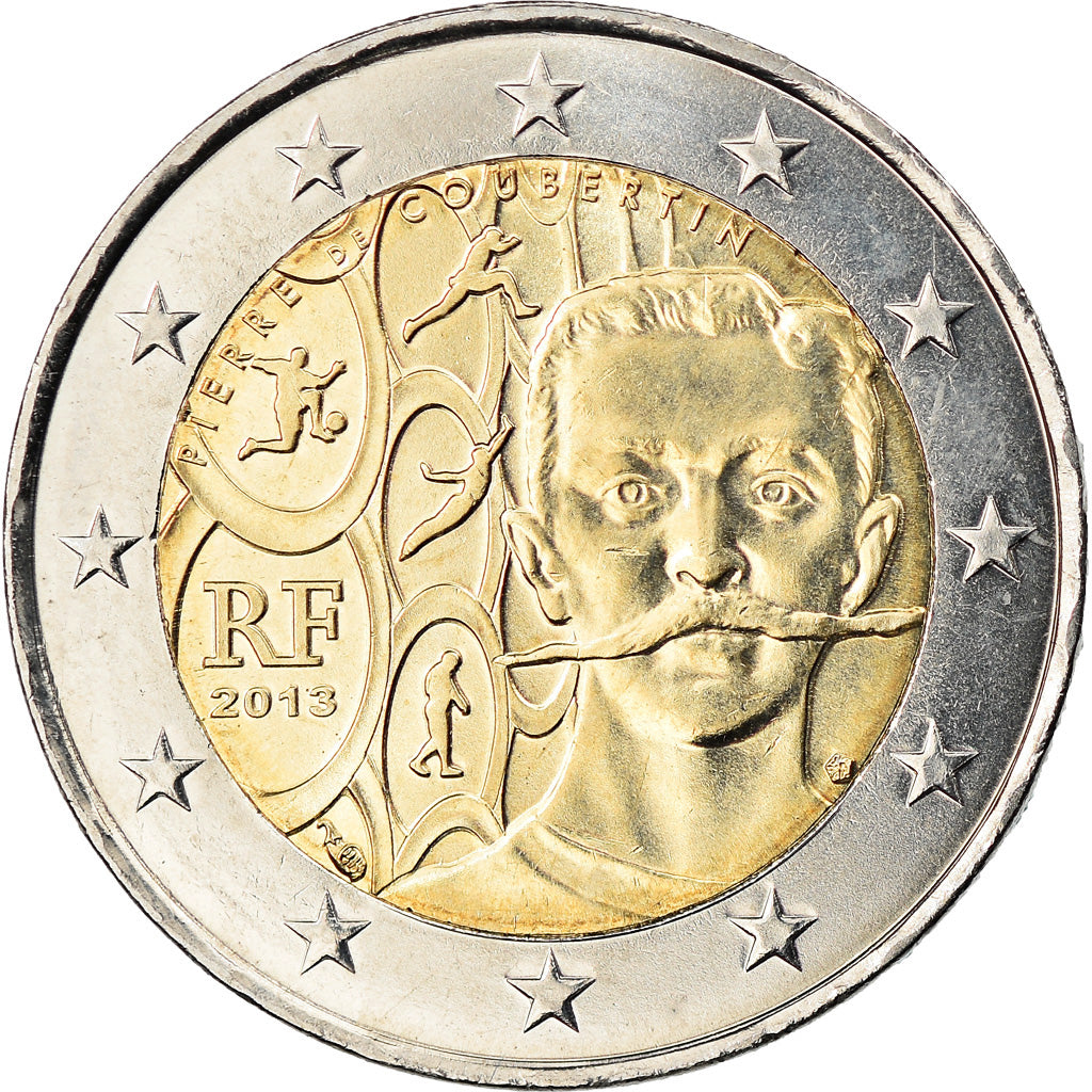 France 2 Euro Pierre de Coubertin 2013 Paris MS(63) Bi-Metallic ...