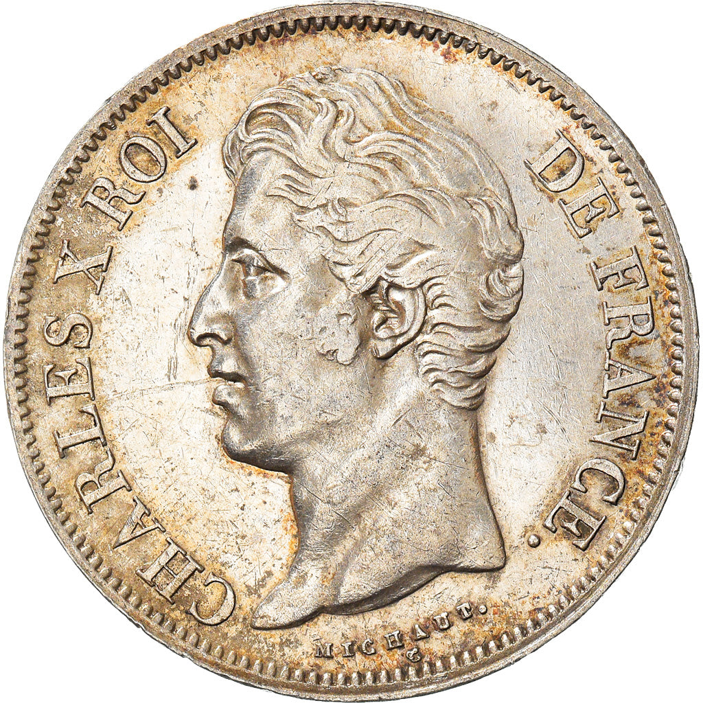 Coin France Charles X 5 Francs 1830 Paris Tranche en relief EF ...